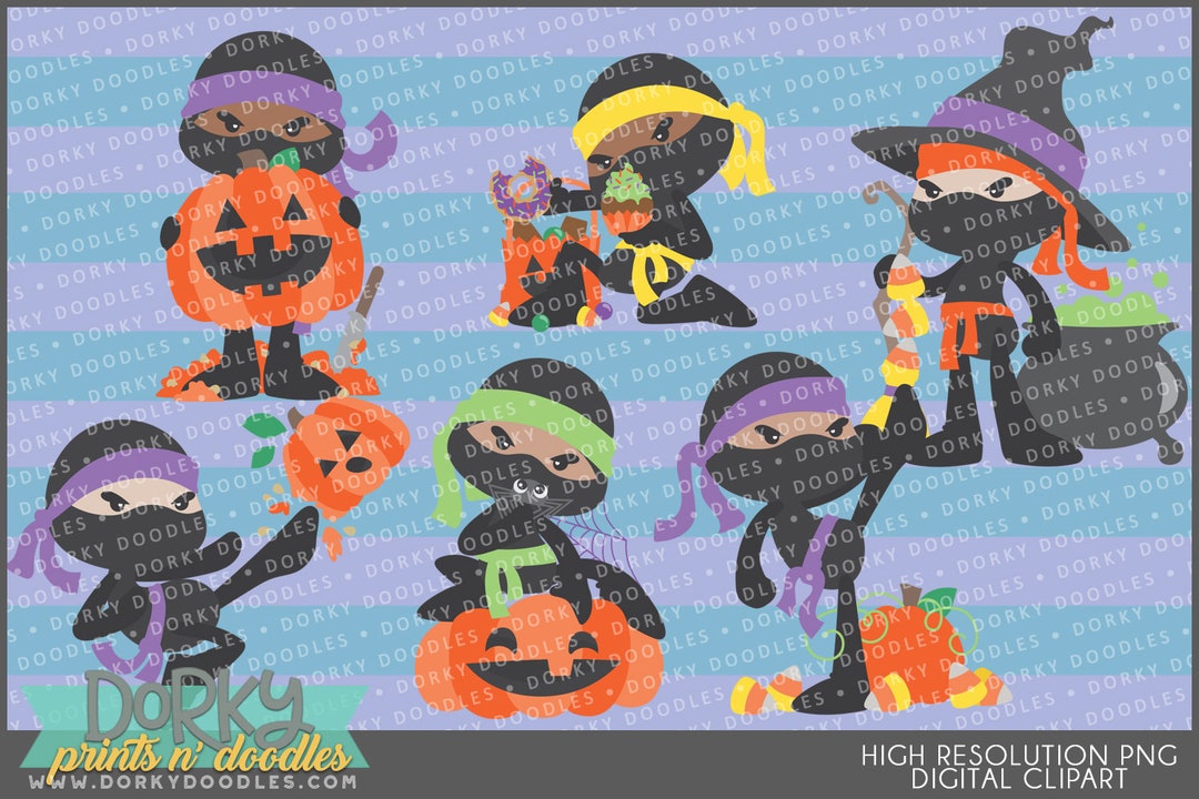 Halloween Ninja Clipart Set for Sublimation, Sticker Design, Sugar ...