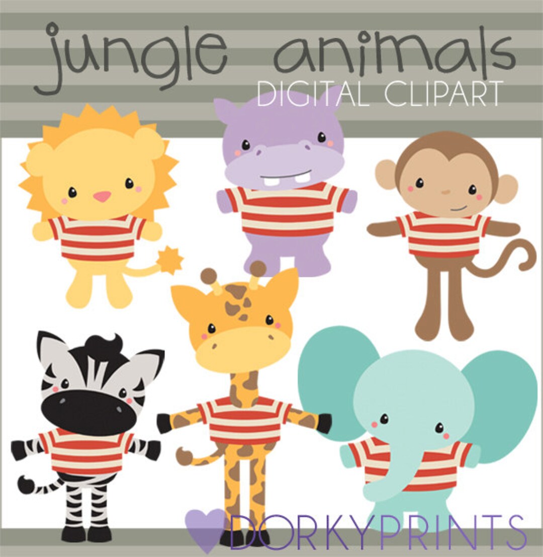 Jungle Animals Clipart Set -personal and Limited Commercial Use- Kawaii ...