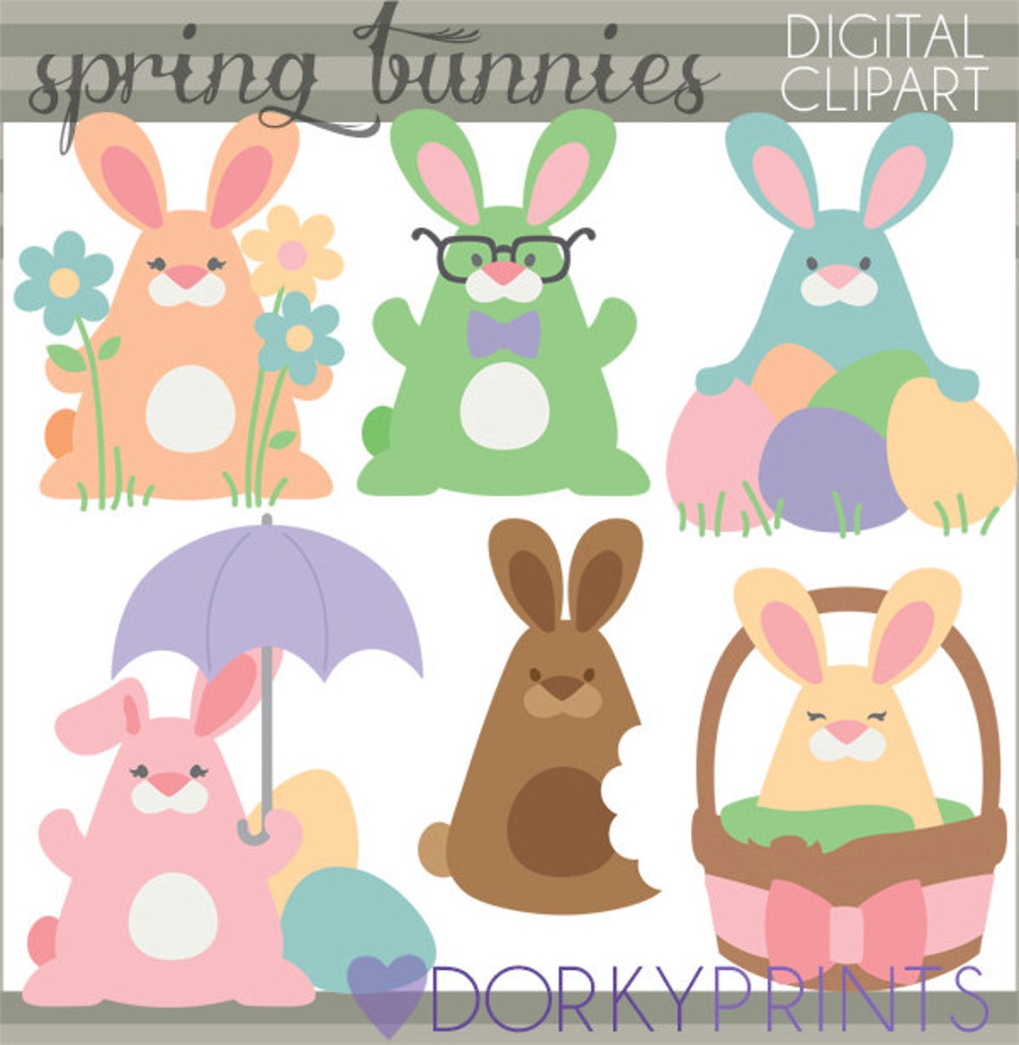 Easter Clipart Spring Bunnies personal and Limited Commercial - Etsy
