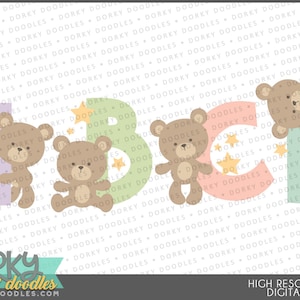Teddy Bear Alphabet Clipart -PNG Art- Instant Download - Numbers ...