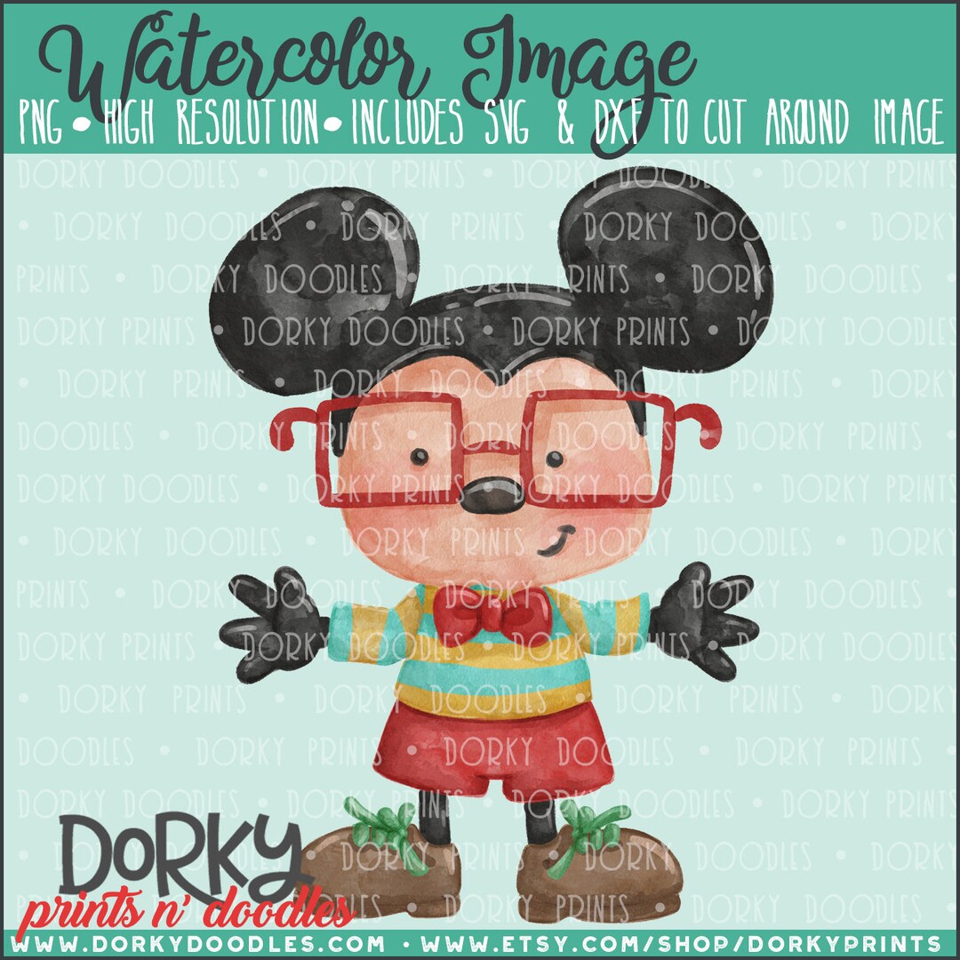 Nerd Mouse Watercolor PNG Artwork - Digital File - for Heat Press ...