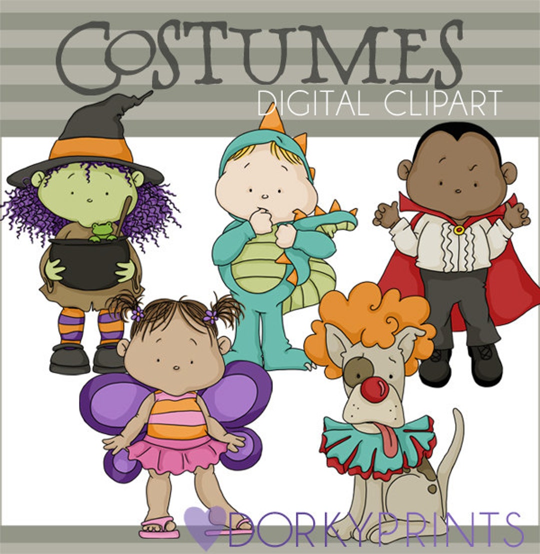Kids in Costumes Clipart Set for Sublimation, Sticker Design, Sugar ...