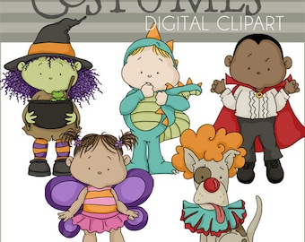 Halloween Clipart Kids in Costume Digital PNG Art | Etsy