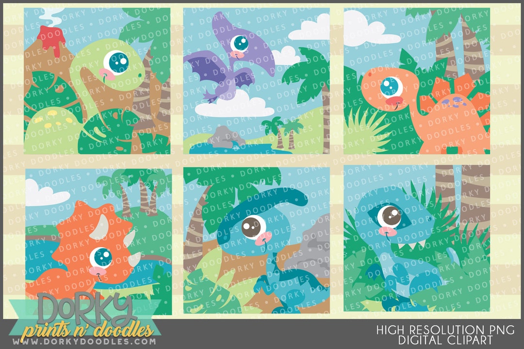 Cute Dinosaur Squares Clipart -personal and Limited Commercial Use ...