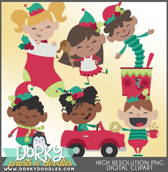 Christmas Elves Clipart personal and Limited Commercial Use | Etsy