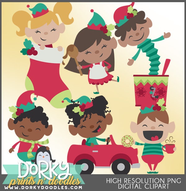 Christmas Elves Clipart -personal and Limited Commercial Use- Holiday ...