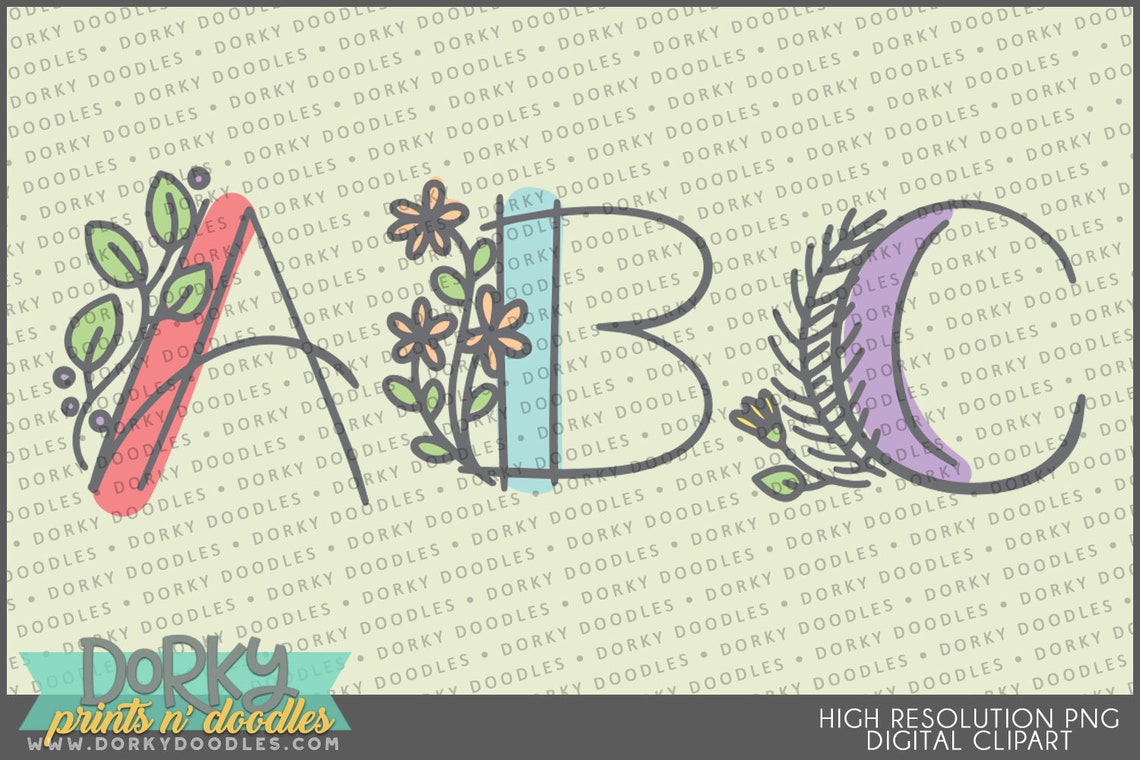 Hand Drawn Spring Alphabet Clipart personal and Limited - Etsy