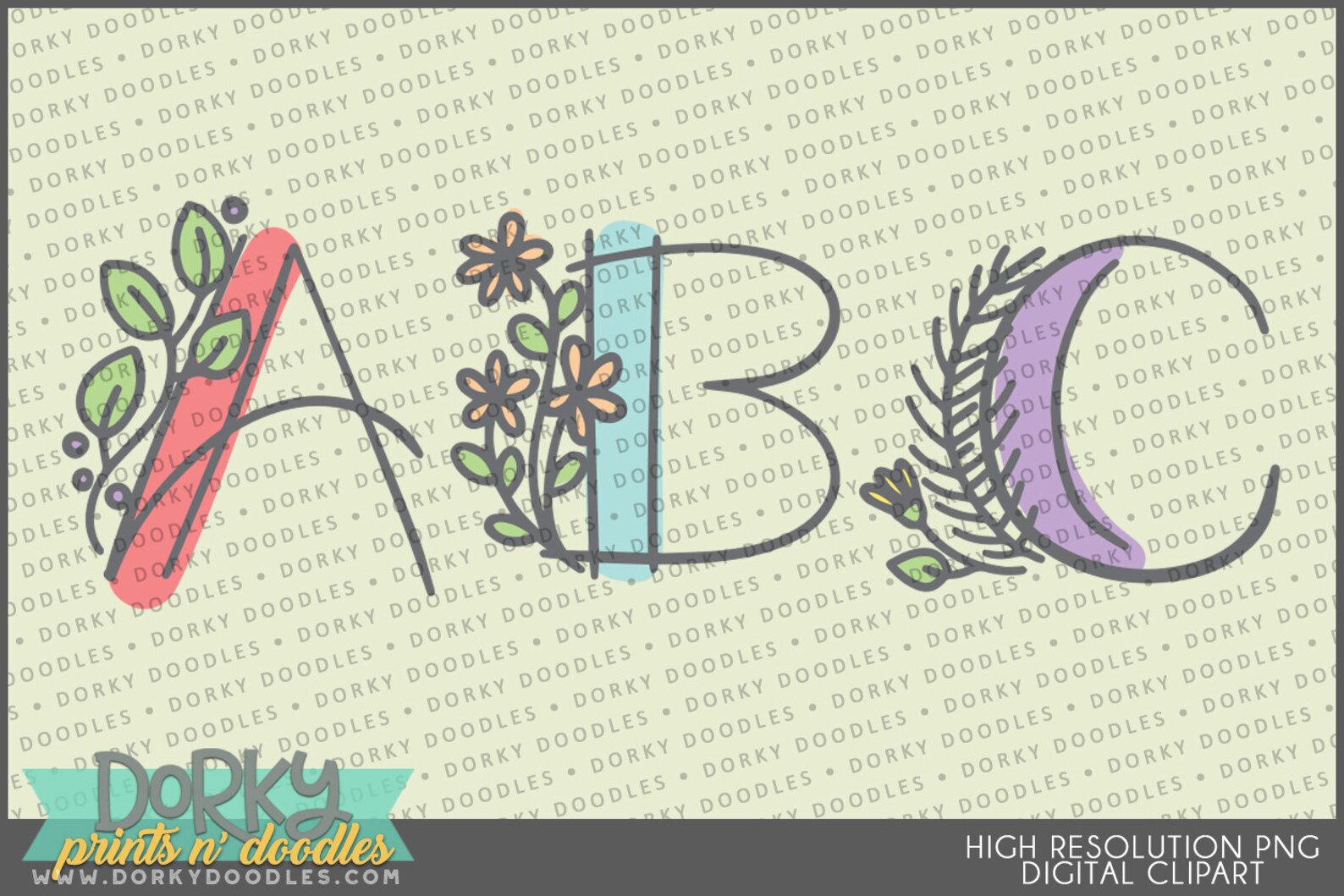 Hand Drawn Spring Alphabet Clipart personal and Limited - Etsy