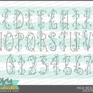 Vines Alphabet Clipart -PNG Art- Instant Download - Numbers, Letters ...
