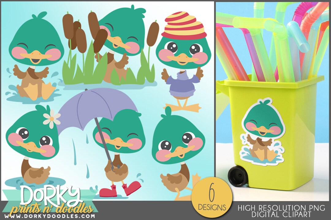 Cute Ducks Clipart -personal and Limited Commercial Use- Kawaii Malard ...