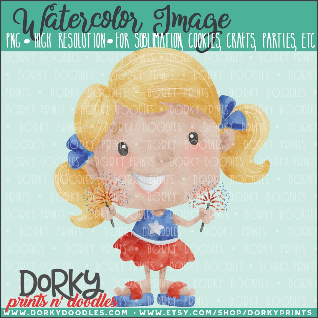 Patriotic Girl Clipart - Watercolor PNG File - Cute Clipart for ...