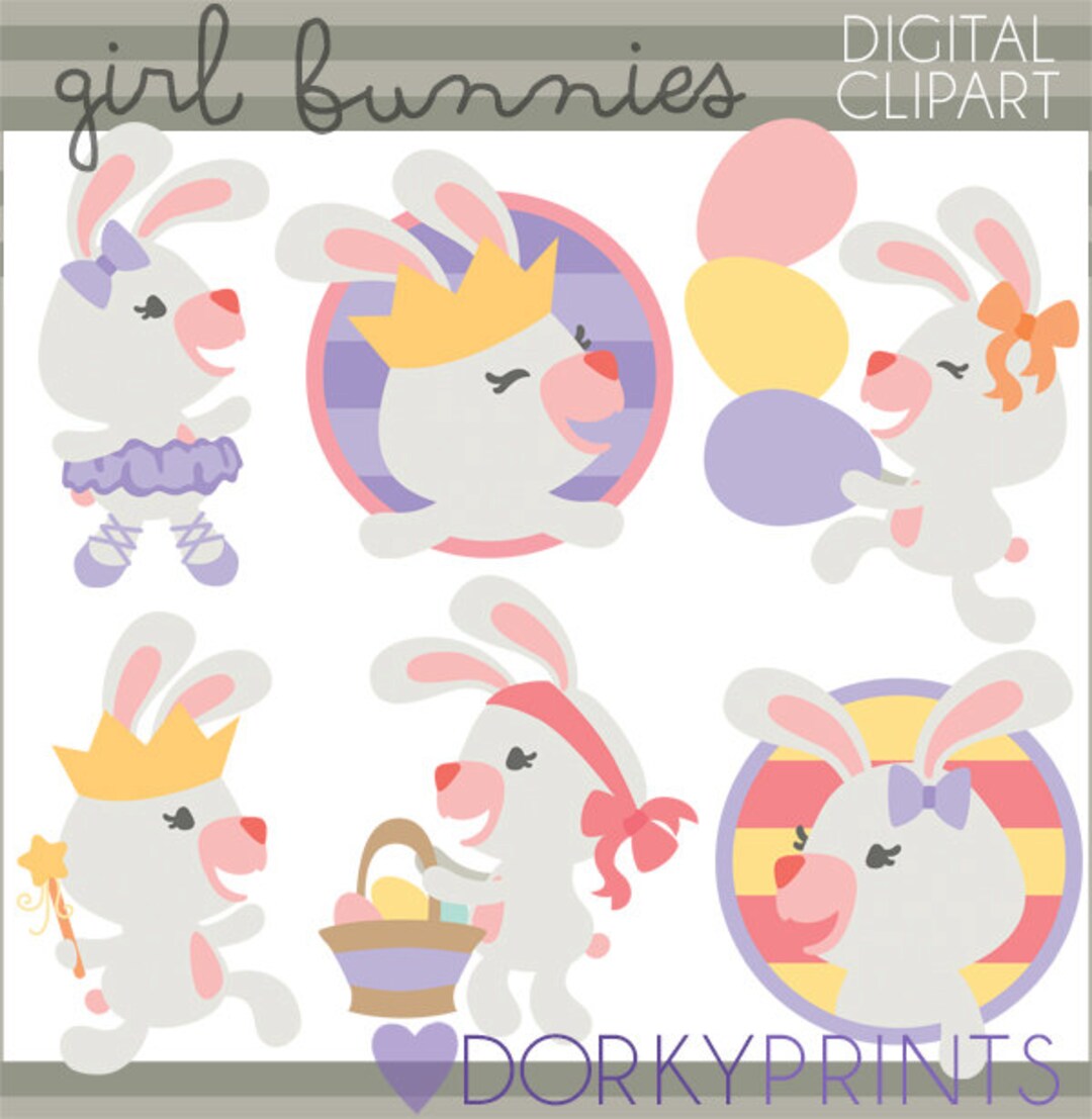 Easter Clipart Girl Bunnies -personal and Limited Commercial Use- Girls ...