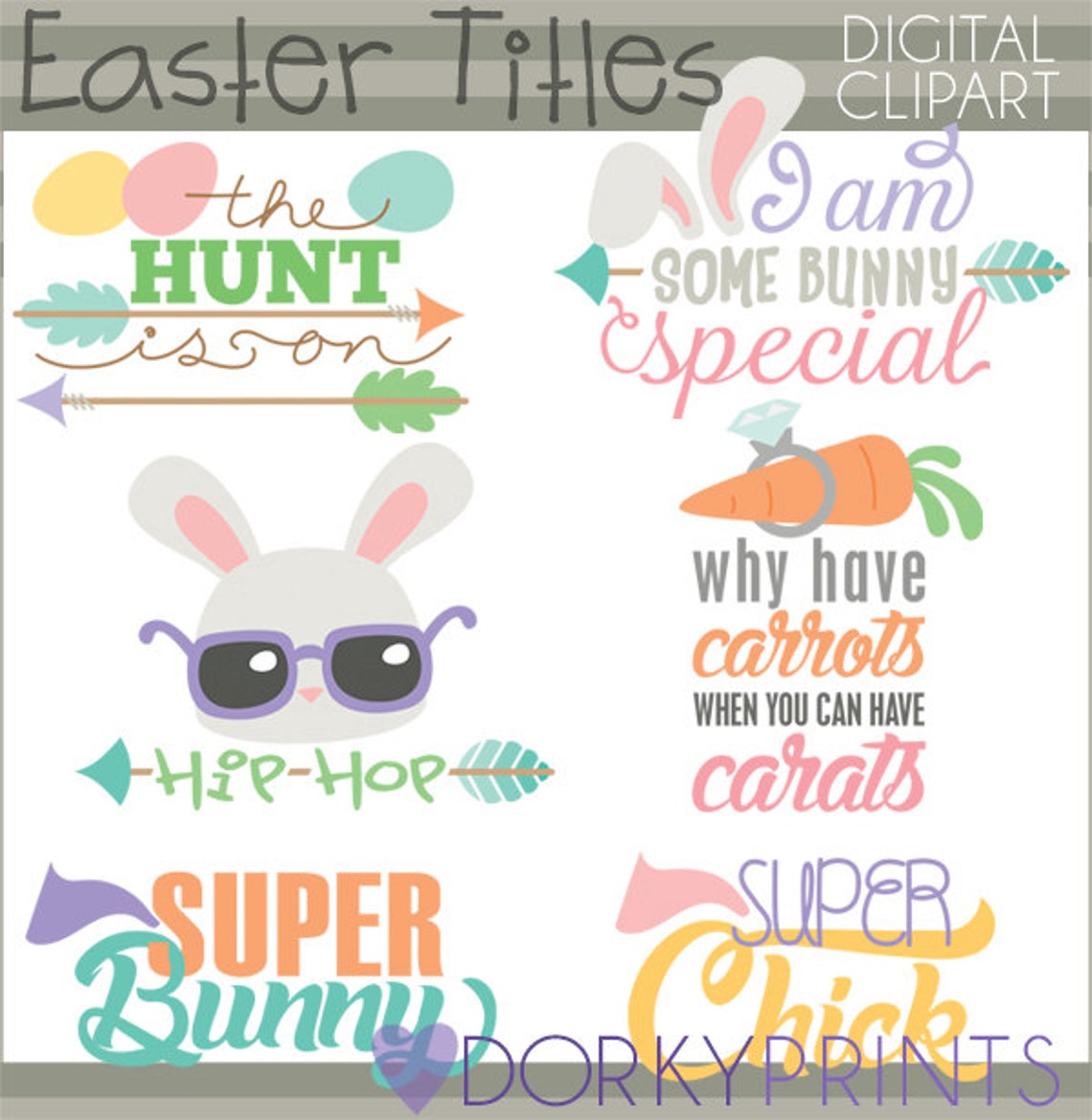 Easter Clipart Easter Titles personal and Limited Commercial - Etsy
