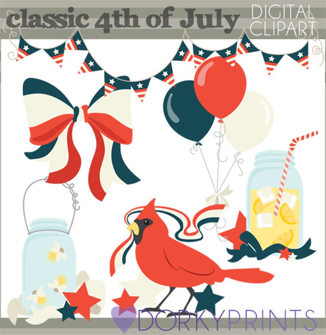 4th of July Clipart, Independence Day Clipart, Red White and Blue ...
