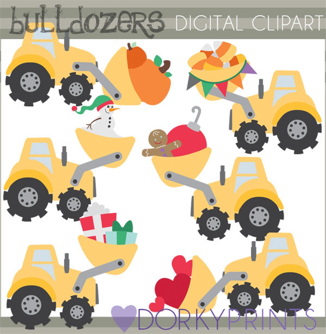 Bulldozer Clipart Fall and Winter - Digital PNG Art - Etsy