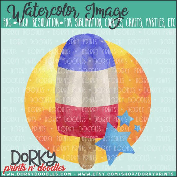 Red White and Blue Popsicle Clipart Watercolor PNG File - Etsy