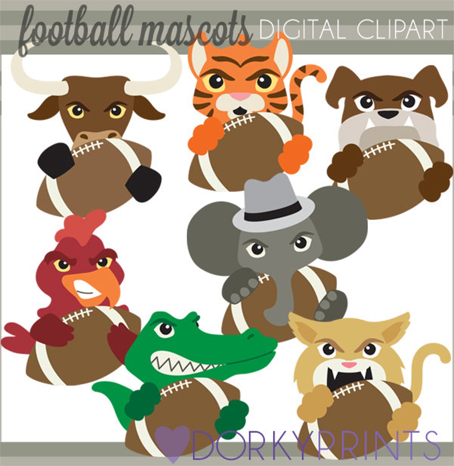 Football Mascot Clipart personal and Limited Commercial Use Gator ...