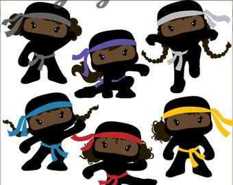Ninja Clipart personal and Limited Commercial Cute Boy | Etsy