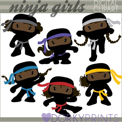 Ninja Clipart personal and Limited Commercial Cute Boy - Etsy