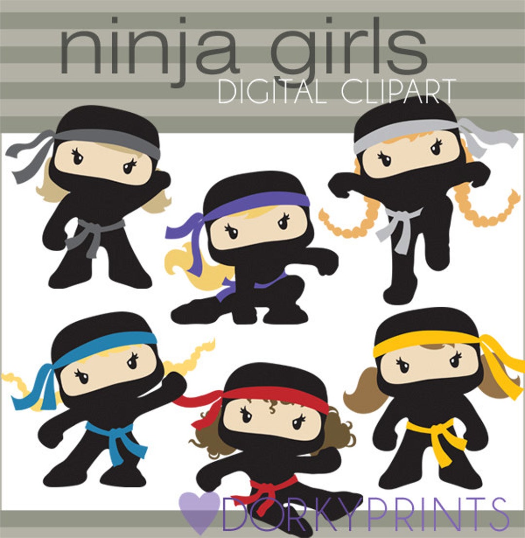 Ninja Clipart -personal and Limited Commercial- Cute Girl Ninjas With ...