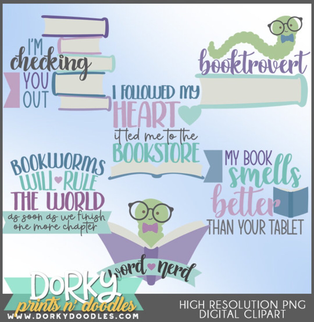 Bookworm Clipart -personal and Limited Commercial Use- Book Lovers ...