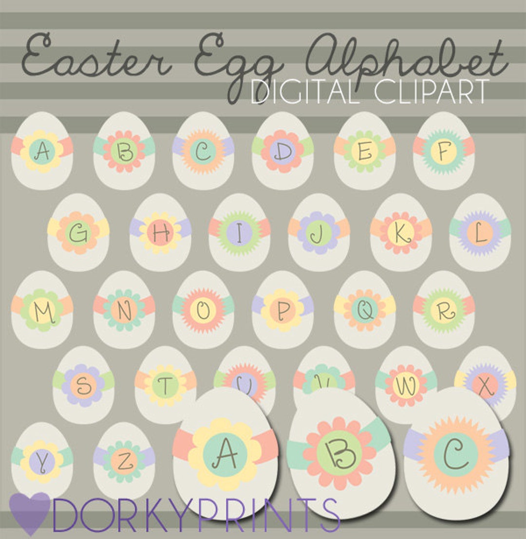 Easter Egg Alphabet Clipart -personal and Limited Commercial Use- Cute ...