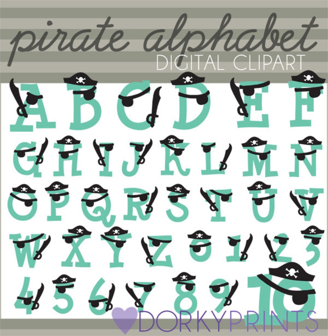 Pirate Alphabet Clipart Set -personal and Limited Commercial Use- Cute ...