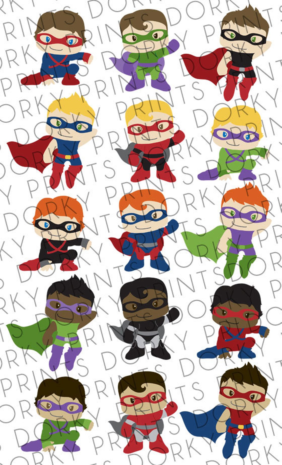 Super Hero Boys Clipart personal and Limited Commercial Boy | Etsy