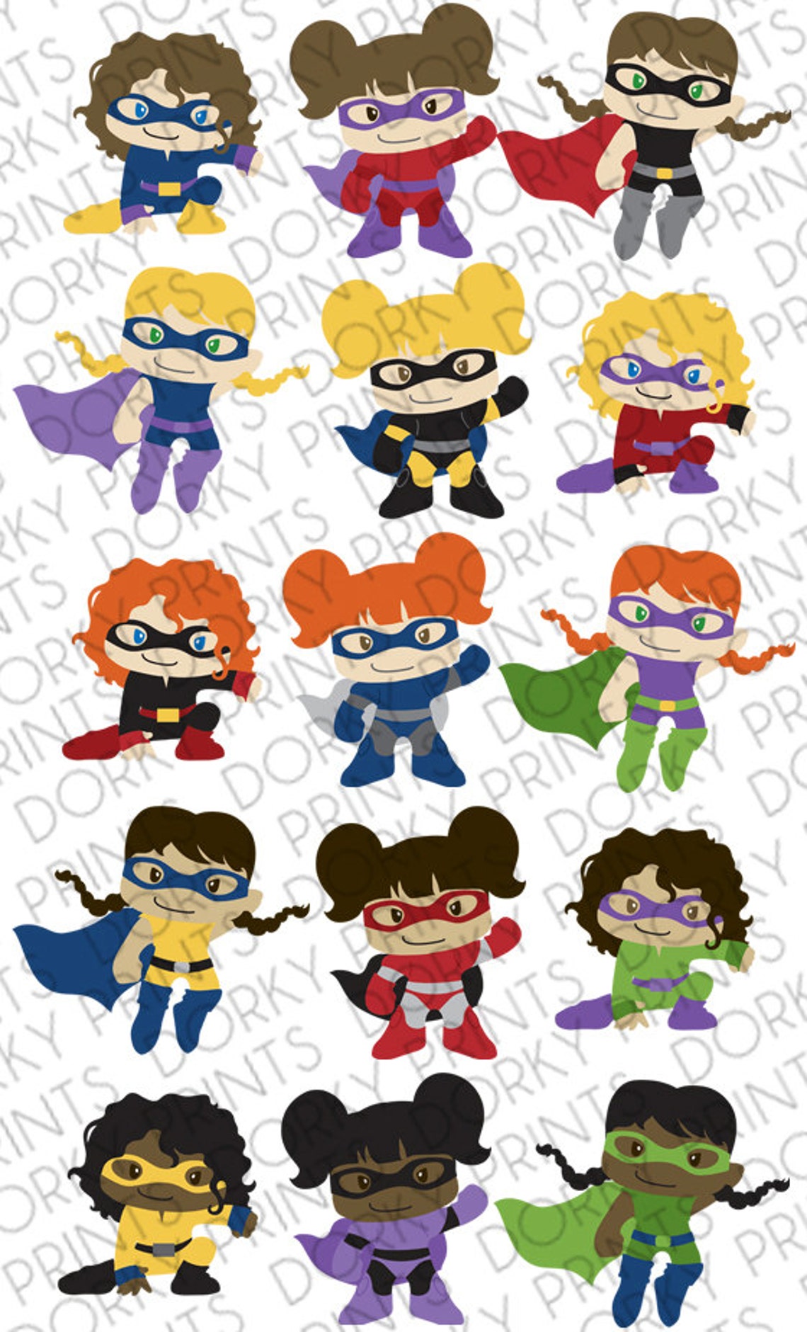 Super Hero Girls Clipart personal and Limited Commercial - Etsy