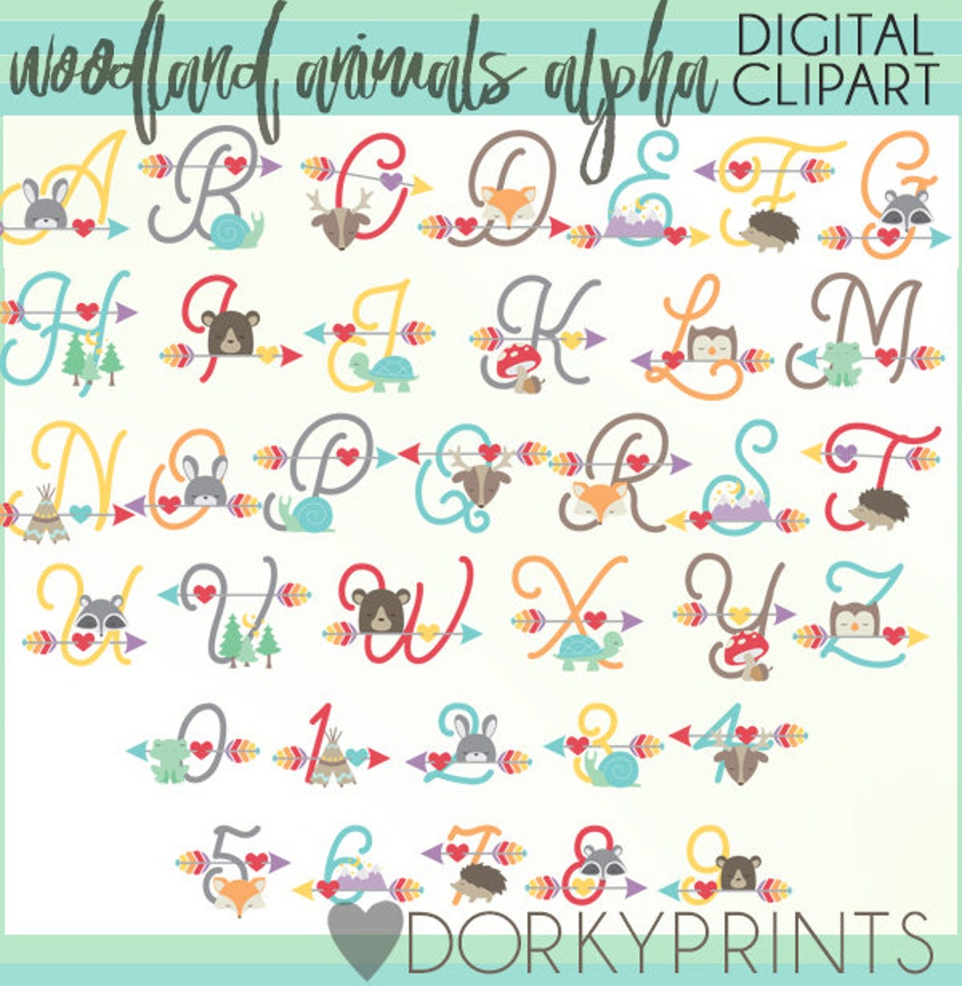 Animals and Arrows Clipart Alphabet and Numbers -personal and Limited ...