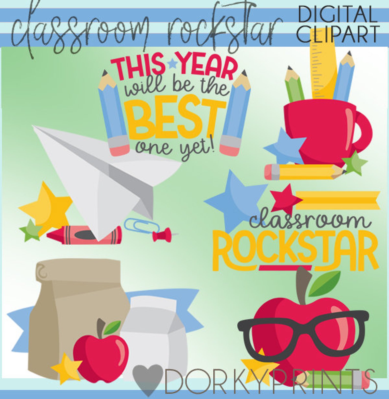 Classroom Rockstar Clipart personal and Limited Commercial | Etsy