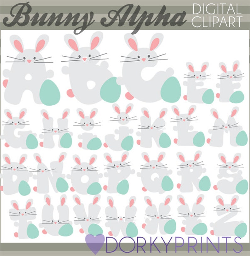 Easter Bunny Alphabet Clipart -personal and Limited Commercial Use ...