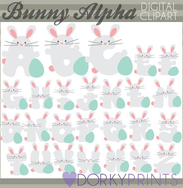 Easter Bunny Alphabet Clipart personal and Limited Commercial - Etsy