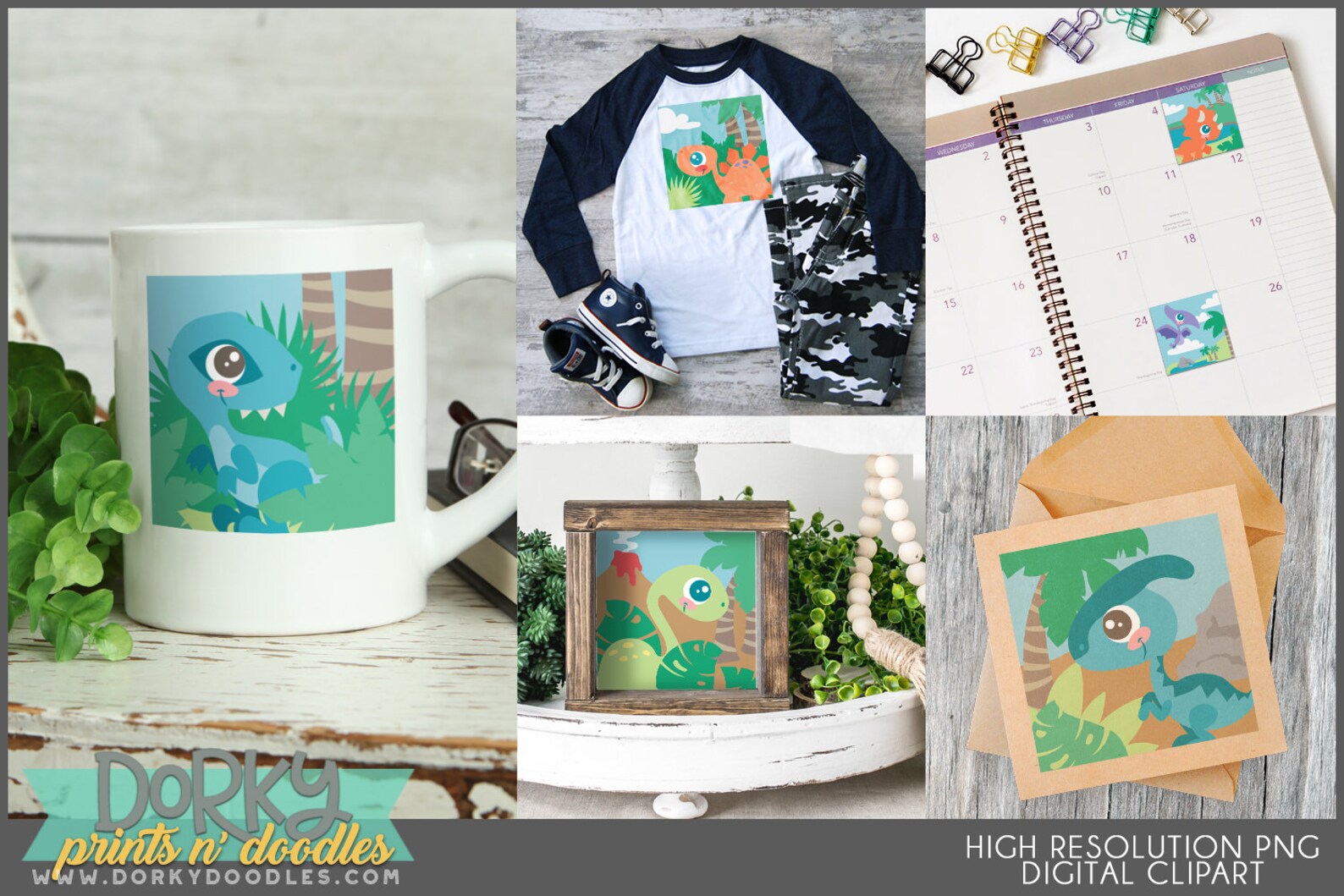 Cute Dinosaur Squares Clipart personal and Limited Commercial - Etsy