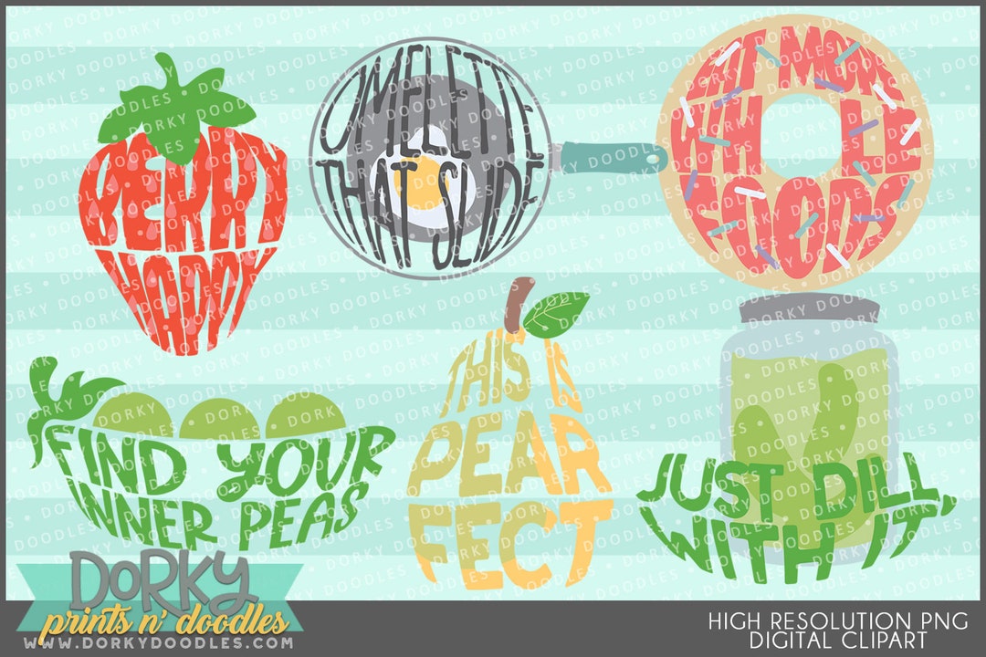 Food Word Puns Clipart - Funny Food Pun PNG Files - Etsy