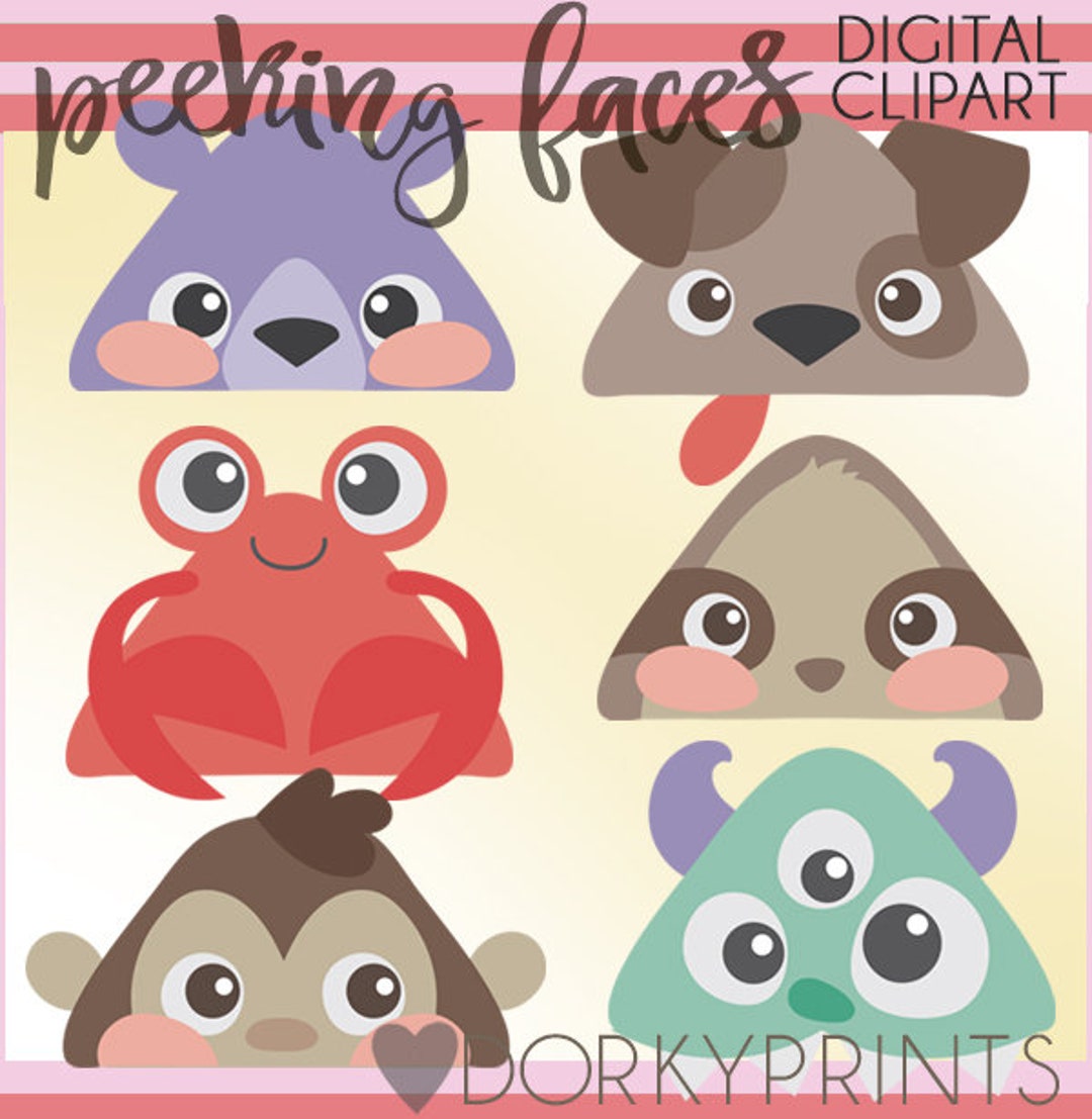 Peeking Animal Clipart -personal and Limited Commercial Use- Cute ...