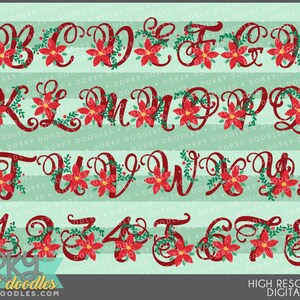 Christmas Poinsettia Alphabet Clipart -personal and Limited Commercial ...