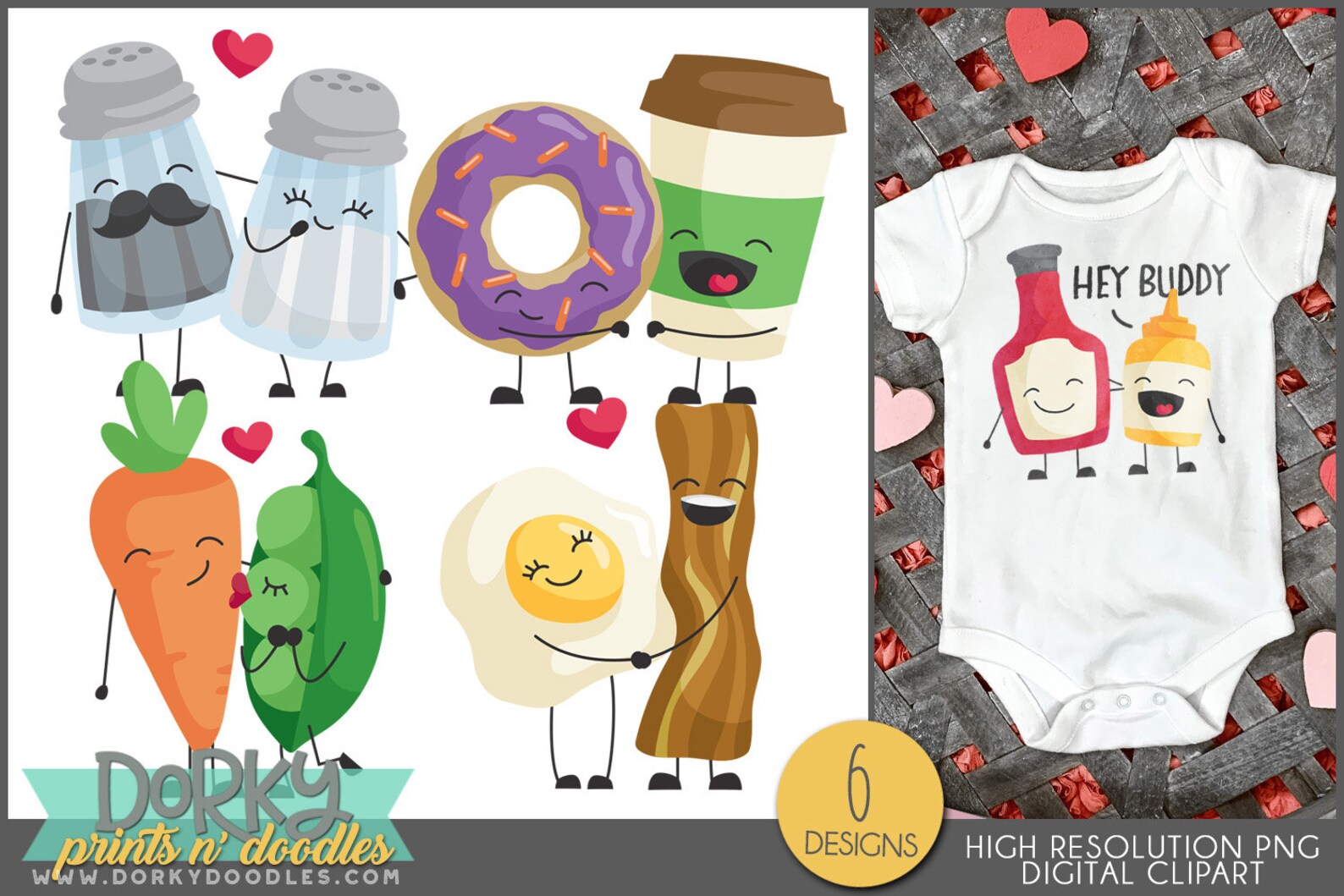 Food Pairs Clip Art -personal and Limited Commercial Use- Cute Love or ...