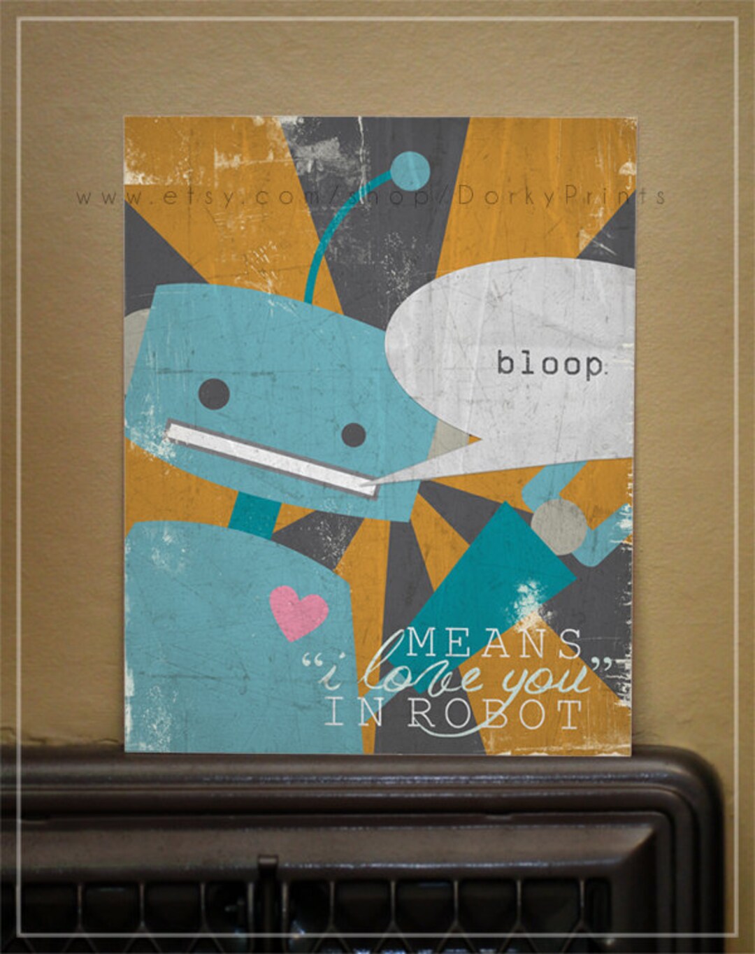 Robot "bloop Means I Love You in Robot" - Printable PDF File - Blue ...