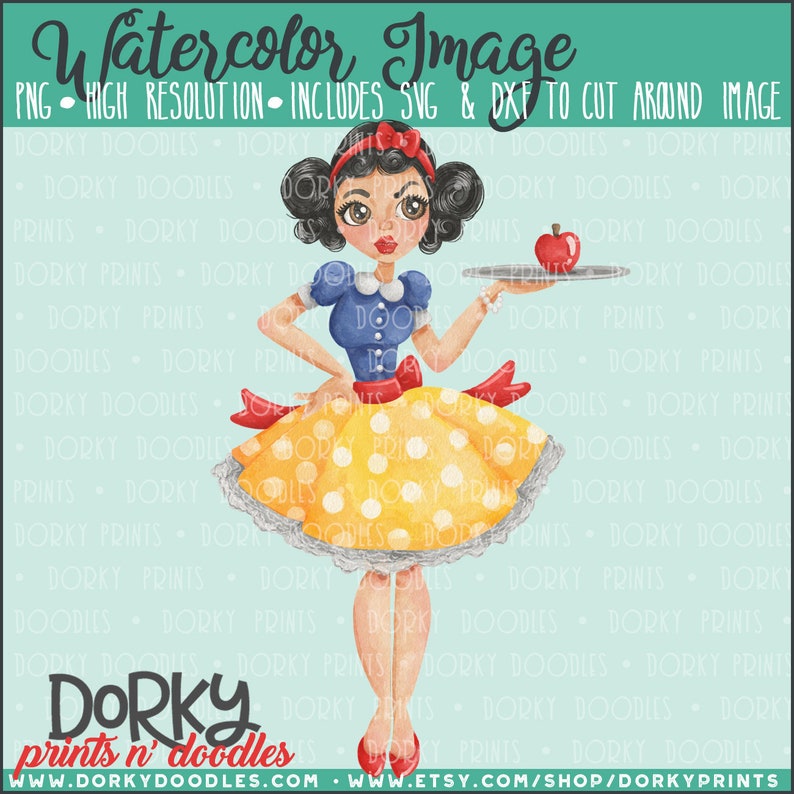 Snow White Watercolor PNG Artwork Digital File for Heat - Etsy