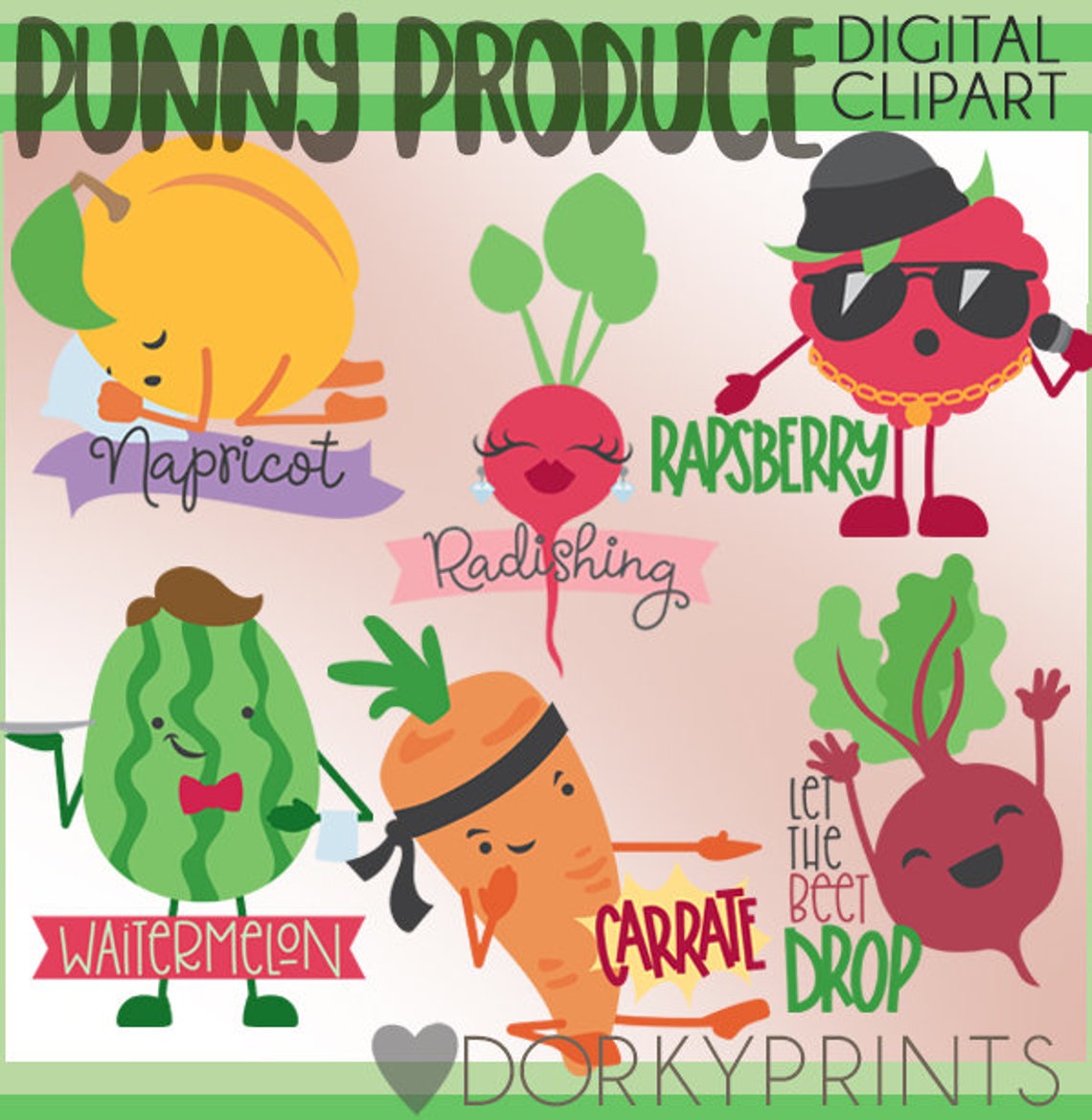Food Puns Clipart personal and Limited Commercial Use Funny | Etsy