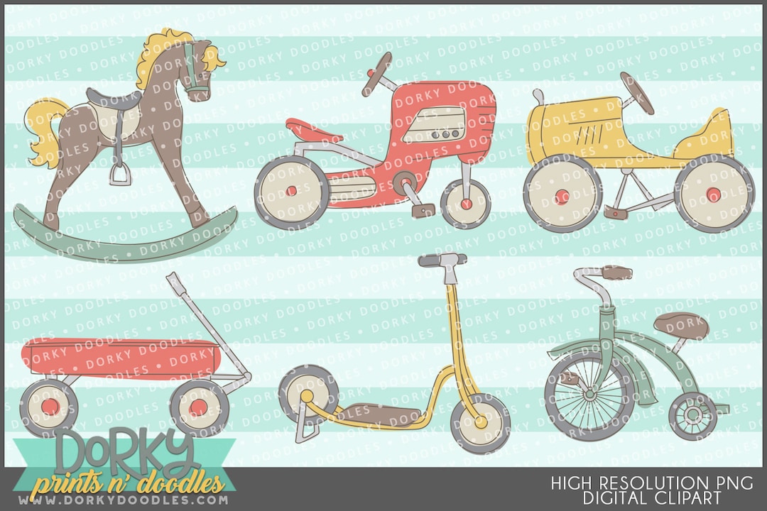 Vintage Ride on Toys Clipart -personal and Limited Commercial Use ...