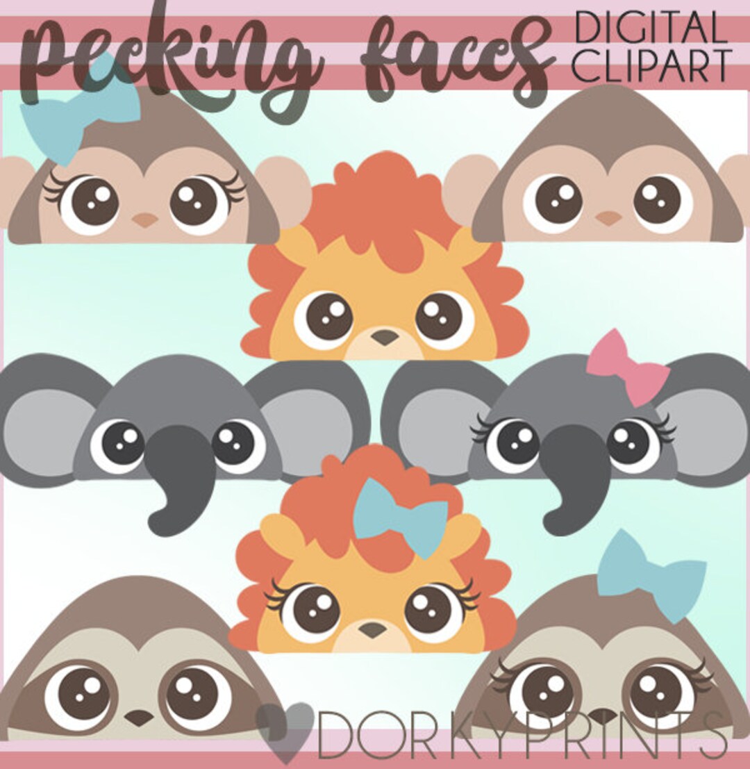 Peeking Jungle Animal Faces Clipart -personal and Limited Commercial ...