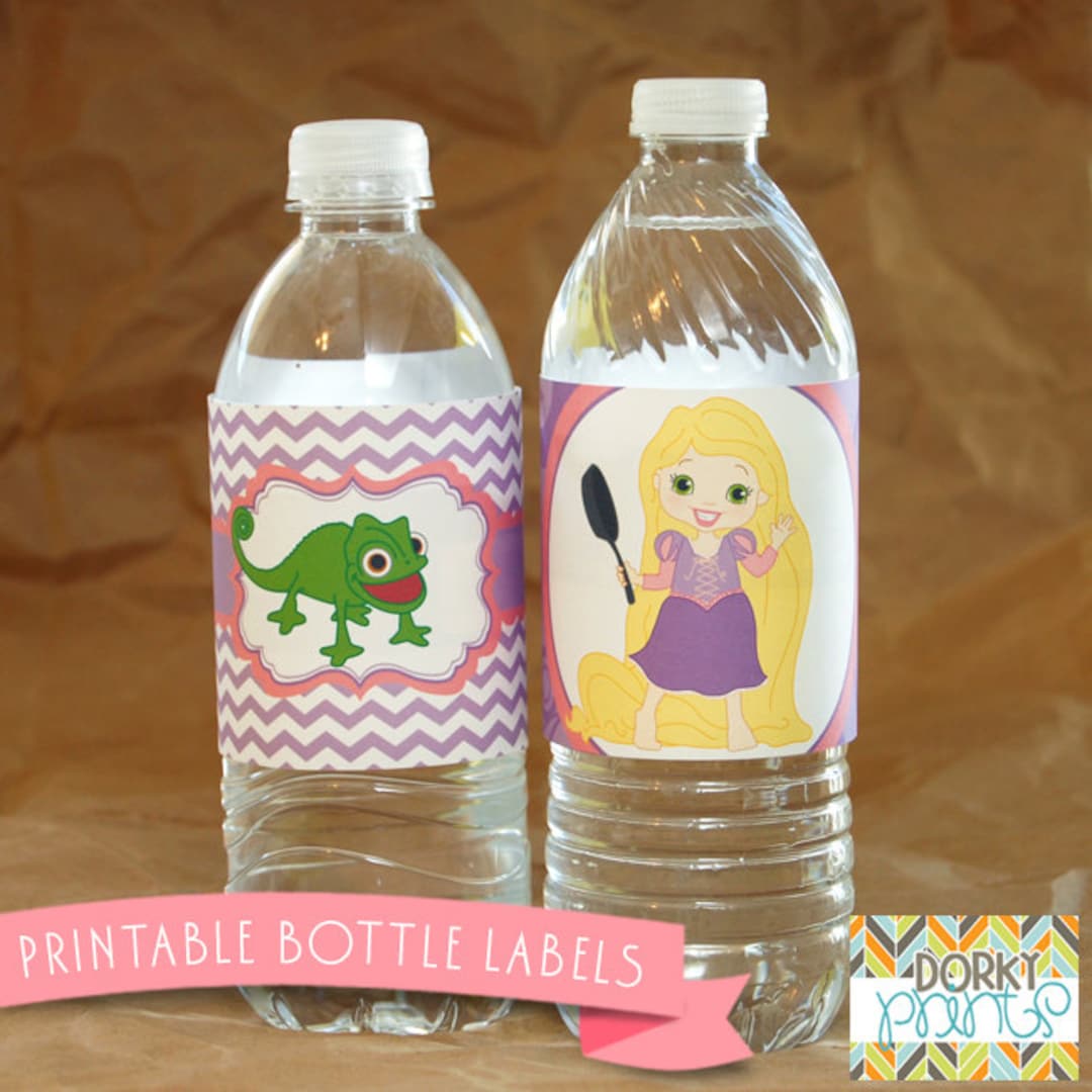Rapunzel Birthday Party Printable Bottle Labels PDF - Printable Party ...