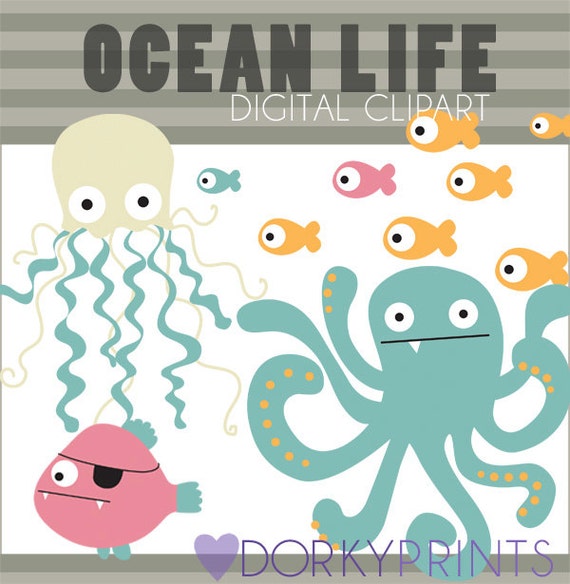 Ocean Clipart personal and Limited Commercial Use Octopus - Etsy