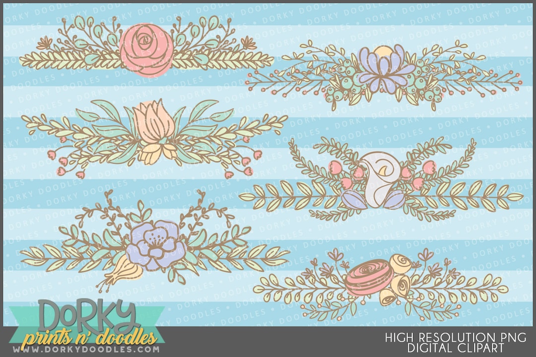 Floral Borders Clipart -personal and Limited Commercial Use- Floral Art ...