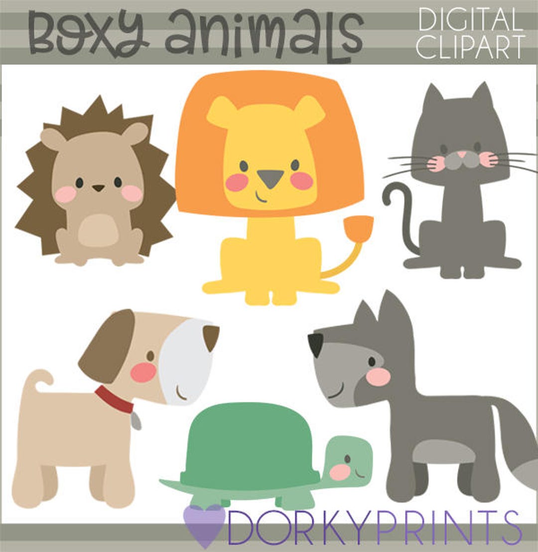 Boxy Animals Clipart -personal and Limited Commercial Use- Cute and ...