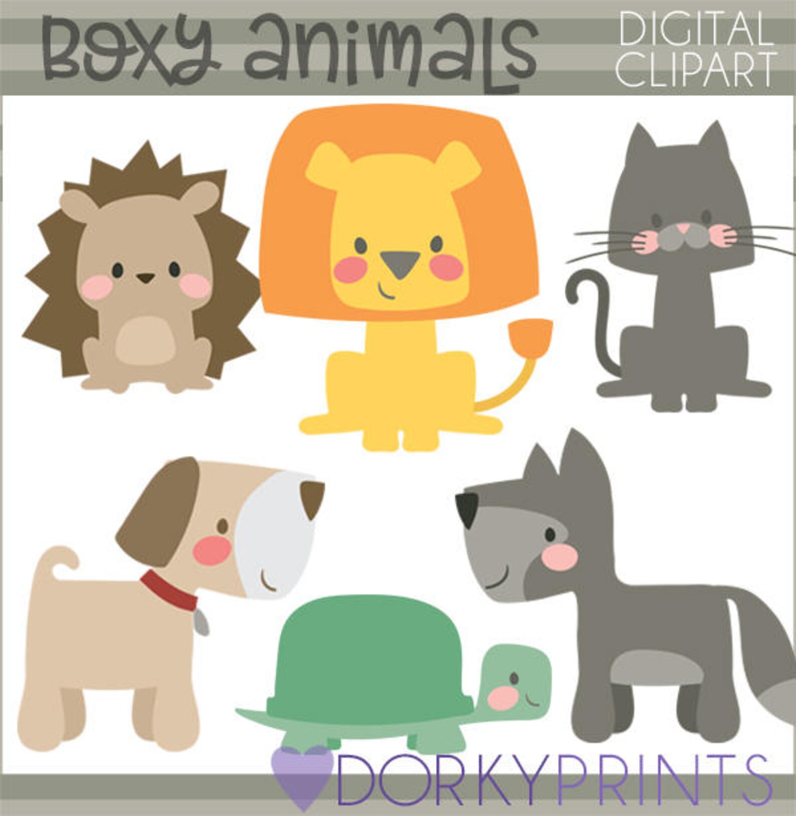 Boxy Animals Clipart personal and Limited Commercial Use - Etsy