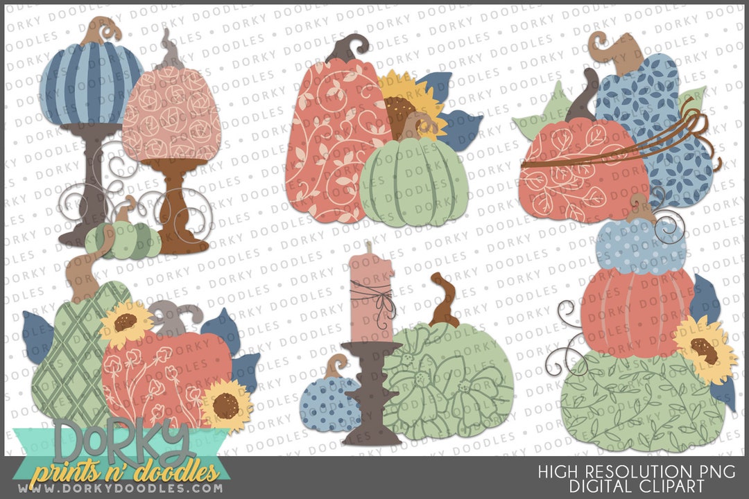 Unique Fall Pumpkins Clipart Set for Sublimation, Sticker Design, Sugar ...