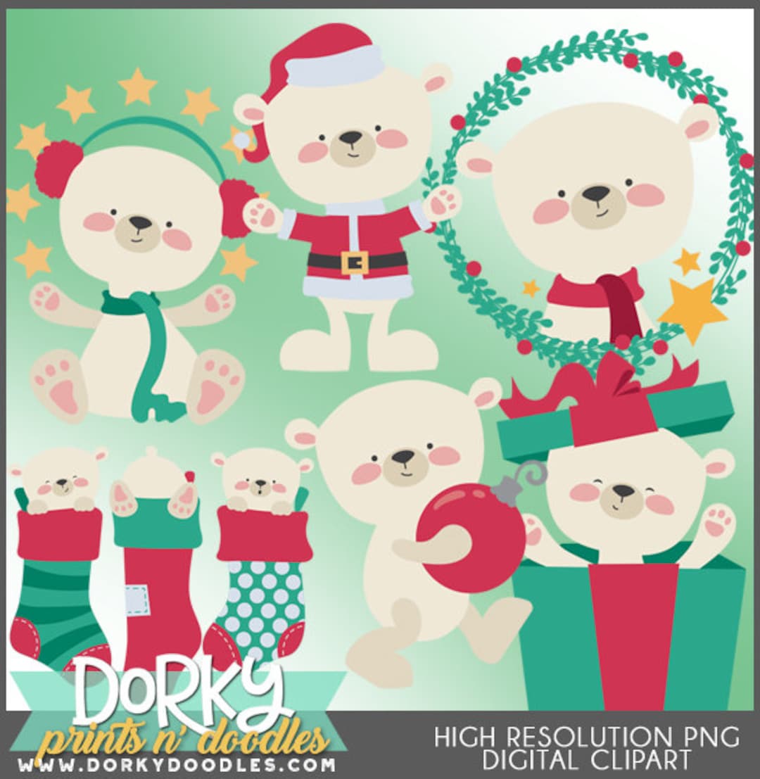 Christmas Polar Bears Clipart -personal and Limited Commercial Use ...